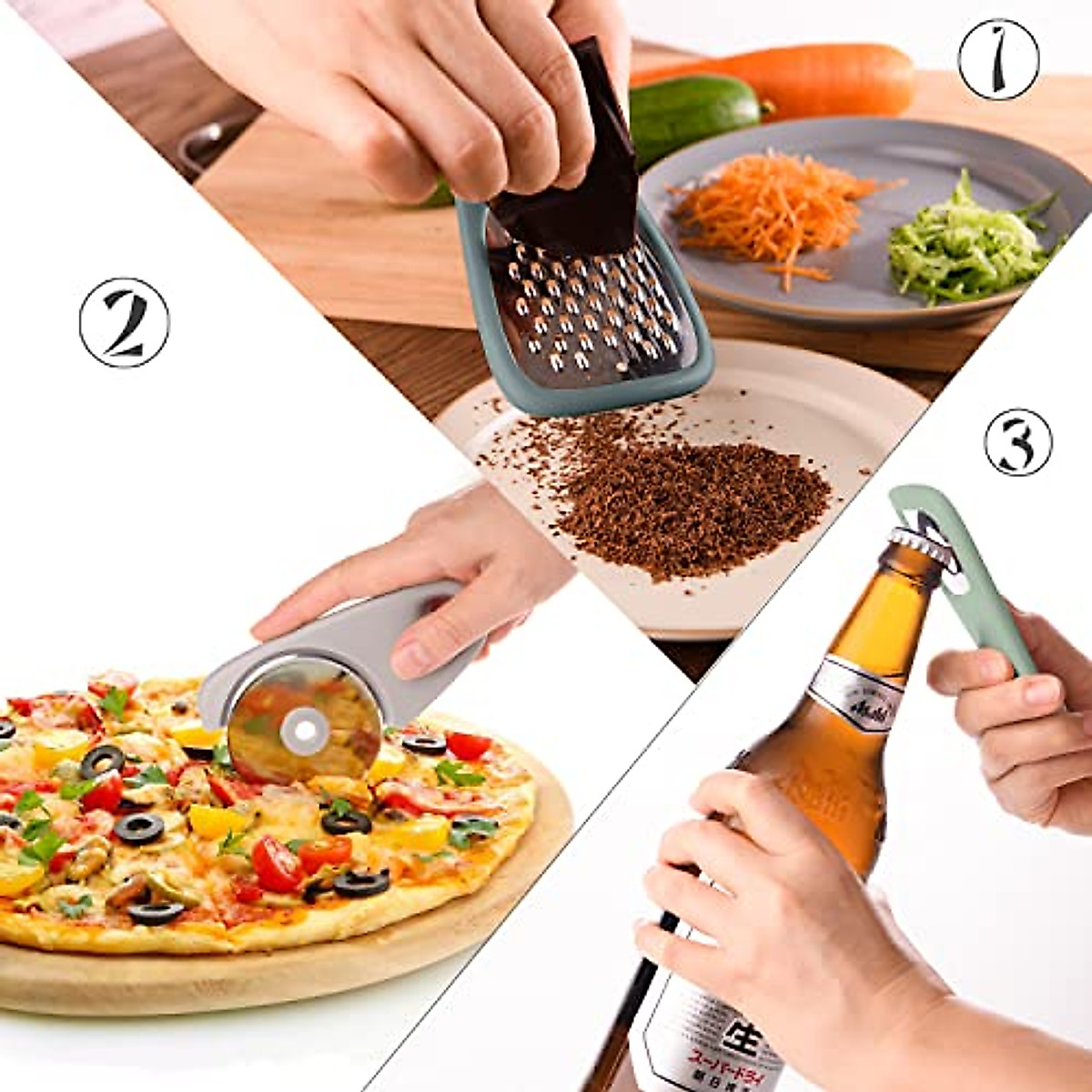 Kitchen Gadgets 6 Piece Set - Space Saving Kitchen Utensils Cooking Tools for Small Kitchen, Stainless Steel Accessories for RV inside Camper Kitchen Gadgets Gifts Essentials Dishwasher Safe(Green)