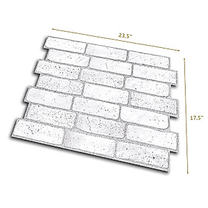 CONCORD WALLCOVERINGS ™ 3D Wall Panels, Pack of 1 - Old Brick Design in White, Realistic Textured PVC Panels, 3D Decorative Wall Coverings, 17.5" x 23.75", Covers 28.86 sq.ft., Model 571OG