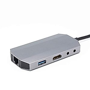 ZPLJ High-Speed 9-in-1 Multiport Hub with Ethernet Port 4K HDMI 2 USB 3.0 Ports PD Charging Dual 3.5mm Audio Support SD TF Card Reader Compatible for Flash Drive Laptops USB Hub Adapter Portable