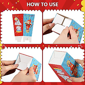 Tiamon 32 Pcs Carnival Party Supplies Popcorn Boxes Circus Theme Popcorn Containers Disposable 6 Inch Animals Popcorn Paper Boxes Oil Proof Snack Box for Carnival Circus Birthday Party Favors Decors