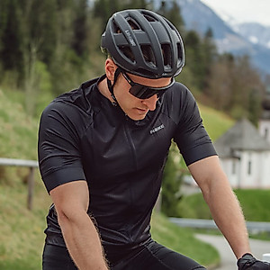 INBIKE Cycling Jersey Men, Full Zip Short Sleeve Shirt Bike Accessories Running Tops Bike Biking Shirt Black Large