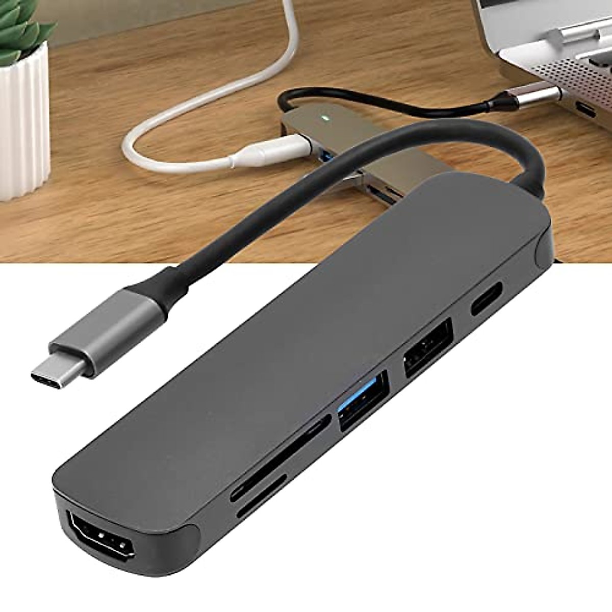 USB Adapter, USB C Hub 6 in 1 Type-C Adapter 4K x2K 3840 x 2160 Resolution USB 3.0 5Gbps USB 2.0 480Mbps Docking Station Adapter for Lenovo