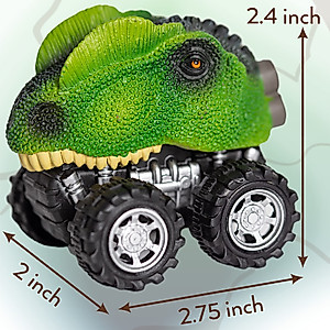 TOYLI 6 Pack Pull Back Dino Cars - Dinosaur Car Toys for Kids, Dinosaur Car, Pull Back Dinosaur Cars 6 Pack