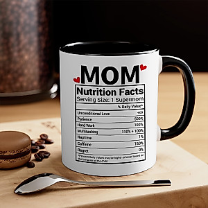 2IMT Mom Nutrition Facts Mug - Best Mom Mug Funny Mugs For Mom - Mother's Day Coffee Mug For Mom from Son - Cool Mom Mug Nutrition Facts Mug for Mom Mothers Coffee Mug - Black Accent Mug 11oz