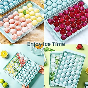 ARTLEO 4 Pack Round Ice Cube Trays for Freezer with Bin, Upgrade Easy Release Small Ice Ball Maker Mold, Freezer Ice Container with Lid, Mini Sphere ice cube Mold trays, Ice Bucket and Tong,Bpa free