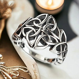 Celtic Knot Ring Sterling Silver 925 - Filigree Braided Irish Wedding Promise Engagement Self Love Rings - Norse Viking Jewelry for Women Size 7 (7)