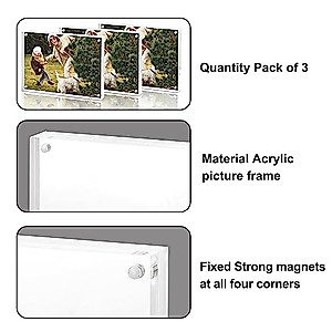 Fixwal Acrylic Frame, Clear Picture Frame 8x10, Set of 3, Magnetic Photo Frame, 10mm Clear Glass Frame, Wedding Table Numbers, Glass Table Top, Frameless Photo Frame