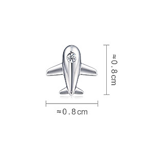 CHOW SANG SANG 950 Platinum Cute Plane Diamond Stud Single Earring for Women 92119E (Sold Single Not Pair)