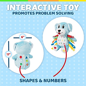 Buckle Toys - Barkley Dog - Plush Animal Learning Toy - Develop Fine Motor Skills - Counting and Color Recognition Stuffed Animal - Perfect Travel Toddlers Essentials