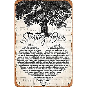 Chris Stapleton – Starting Over Lyrics Poster 12" X 8" Vintage Metal Tin Sign Home Decor Garage Man Cave Wall Art