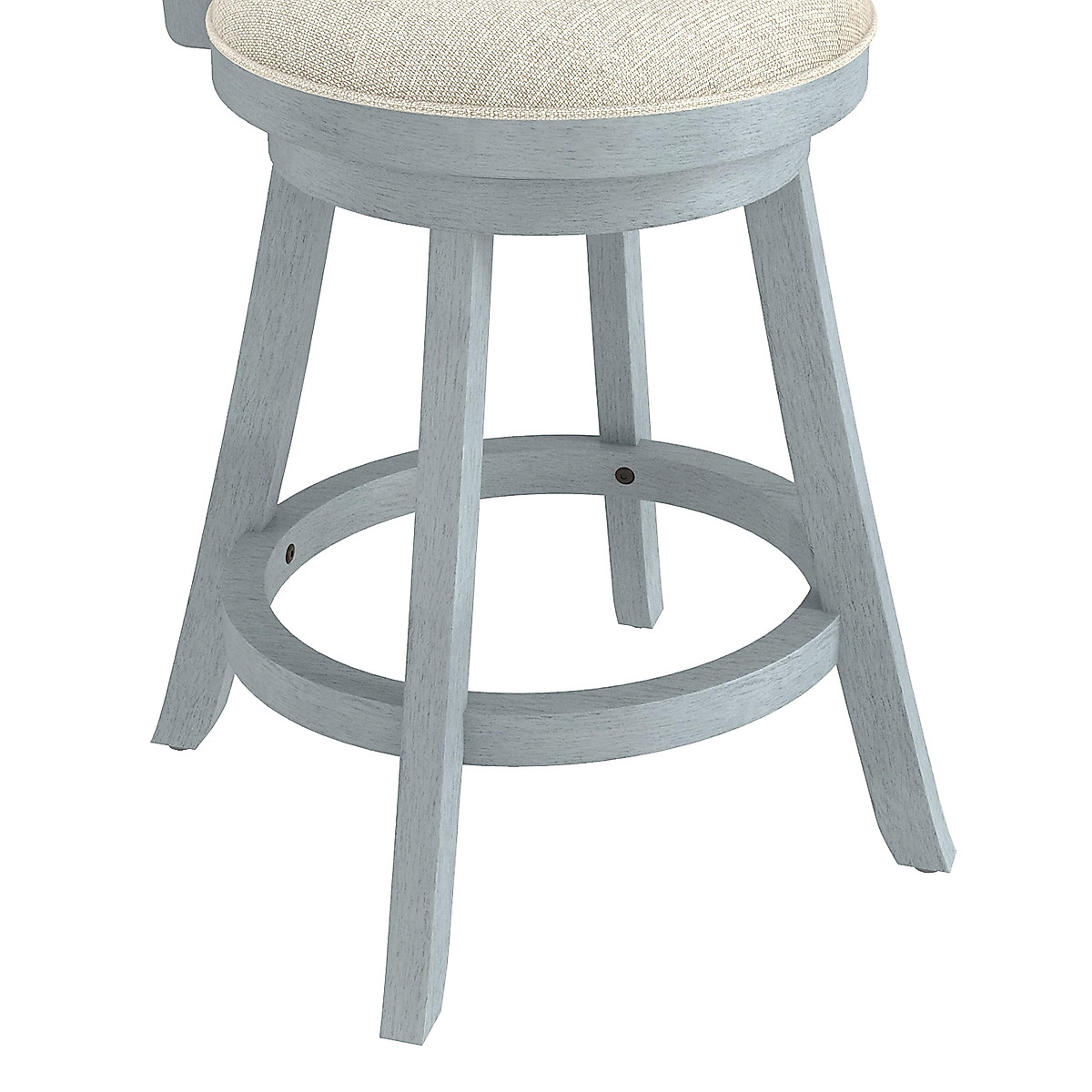 Hillsdale, Fairfox Wood Counter Height Swivel Stool with Rectangular Lattice Back, Blue Wire Brush