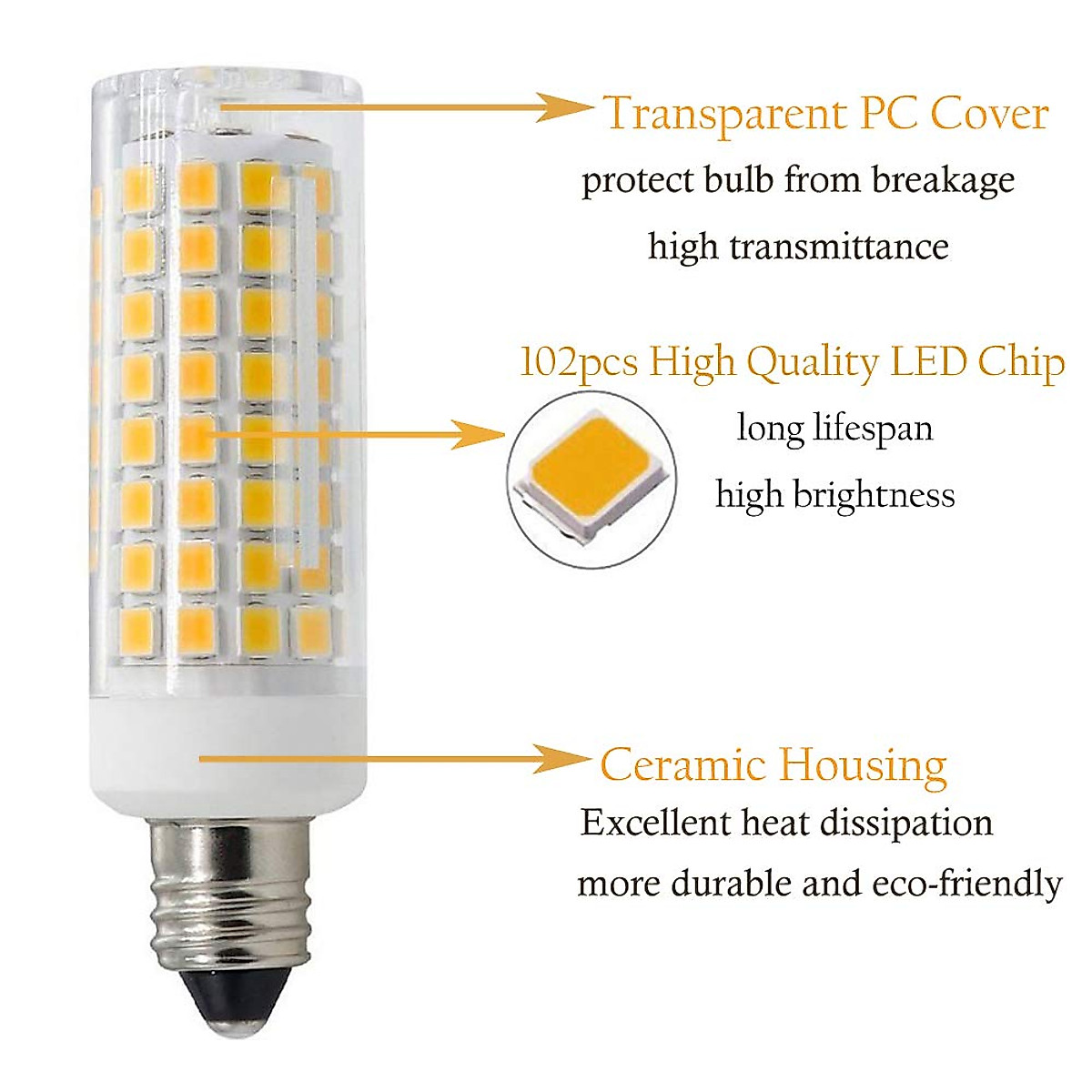 E11 LED Bulb Dimmable, 75W Halogen Bulb Replacement, LED E11 Mini Candelabra Base, Replaces T3/T4 JD E11, 360 Degree Beam Angle, AC110V-130V, for Indoor Decorative Lighting (Warm White 4-Pack)