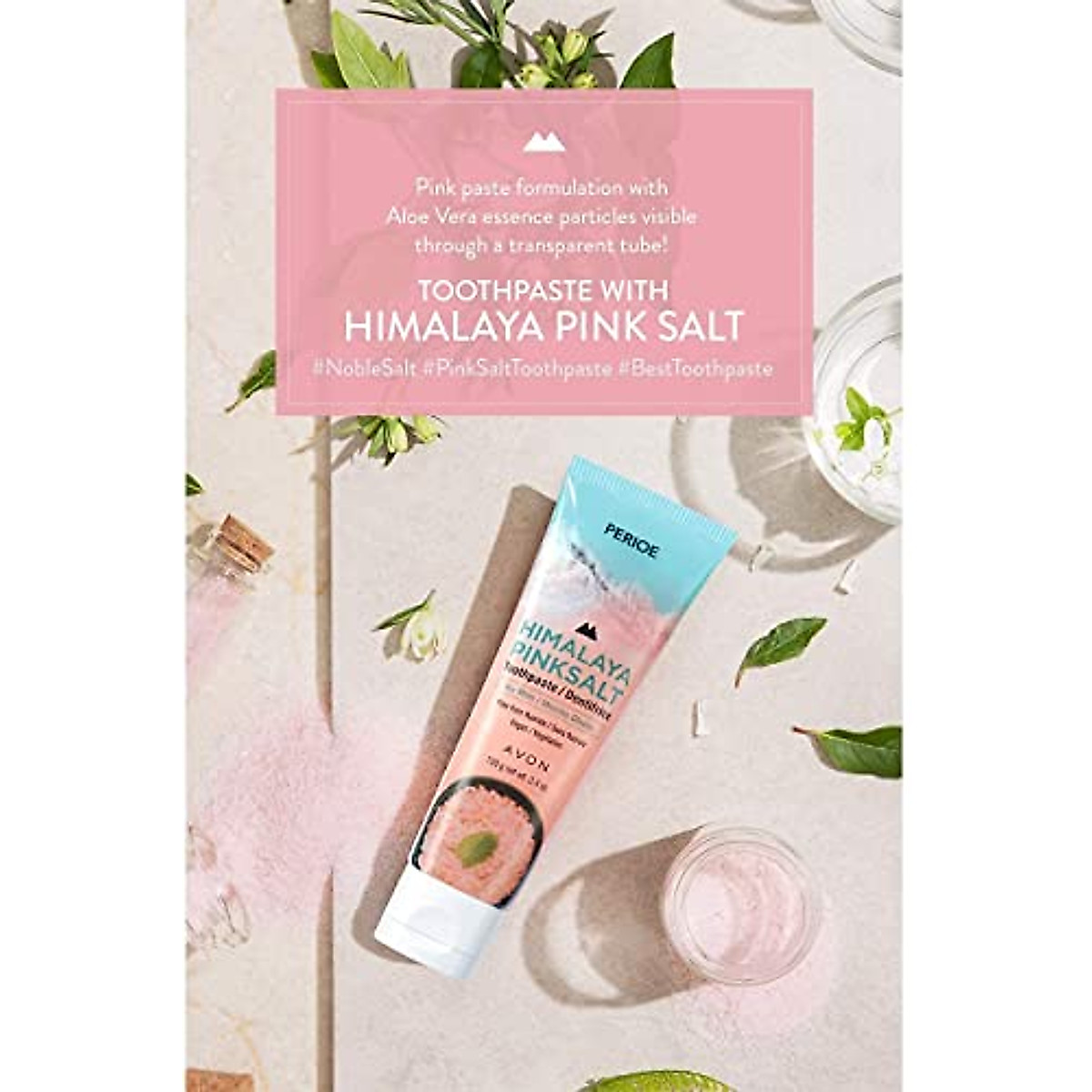 PERIOE Flouride-Free Himalayan Pink Salt Toothpaste, 3.4 oz - Ice Mint w/Aloe Vera | Vegan, Cruelty-Free, Paraben-Free Plaque & Tartar Remover Oral Care Travel Size Toothpaste