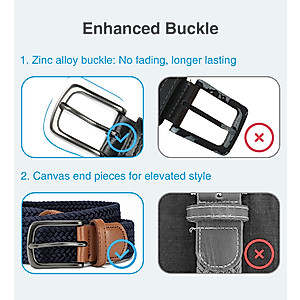 CHAOREN Mens belt - Braided Stretch Golf Belt for Men 1 3/8"- Gift for Golf Pants Casual Shorts Jeans