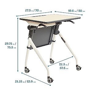 ECR4Kids Nesting Student Desk, Portable Table, Maple/Grey