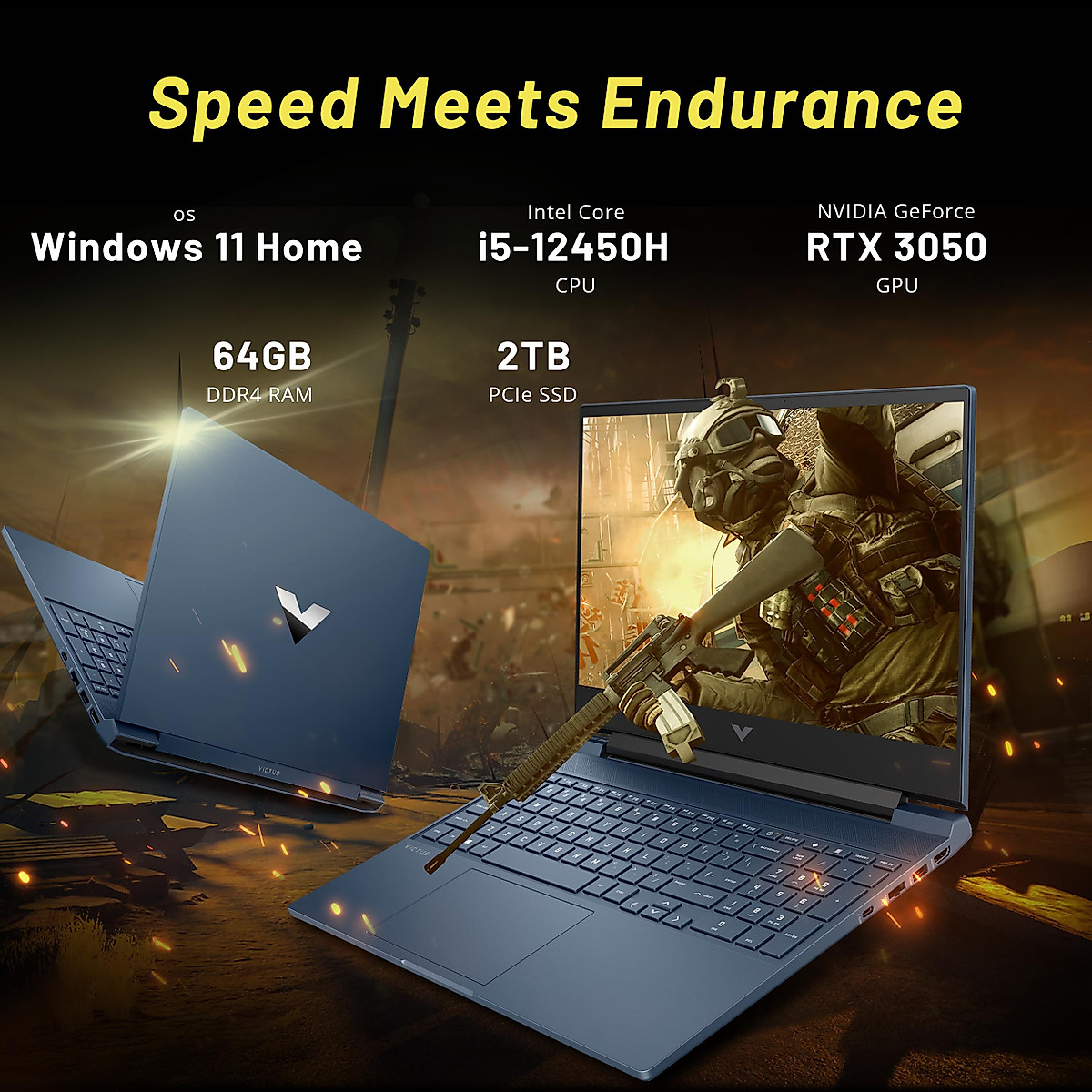 HP Victus 15.6" FHD 144Hz Gaming Laptop, Intel i5-12450H, NVIDIA GeForce RTX 3050, 64GB DDR4 RAM, 2TB PCIe SSD, Backlit Keyboard, WiFi 6, Win 11, Blue, 256GB Docking Station Set