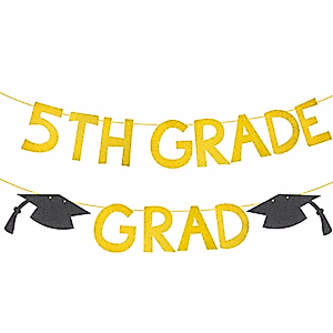 5th Grade Grad Banner, Gold Glitter 5th Grade Graduation 2022 Decorations, Boy Girl Kids Fifth Grade Graduation Party Decorations SuppliPerfect for 5th grade graduation decorations