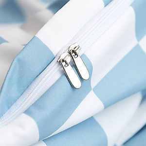 Houseri Plaid Blue and White Duvet Cover Queen Light Blue Checkerboard Bedding Sets Full Size Teen Boys Girls Baby Blue Grid Modern Aqua Blue Buffalo Checkered Duvet Cover Queen Water Blue Bedding