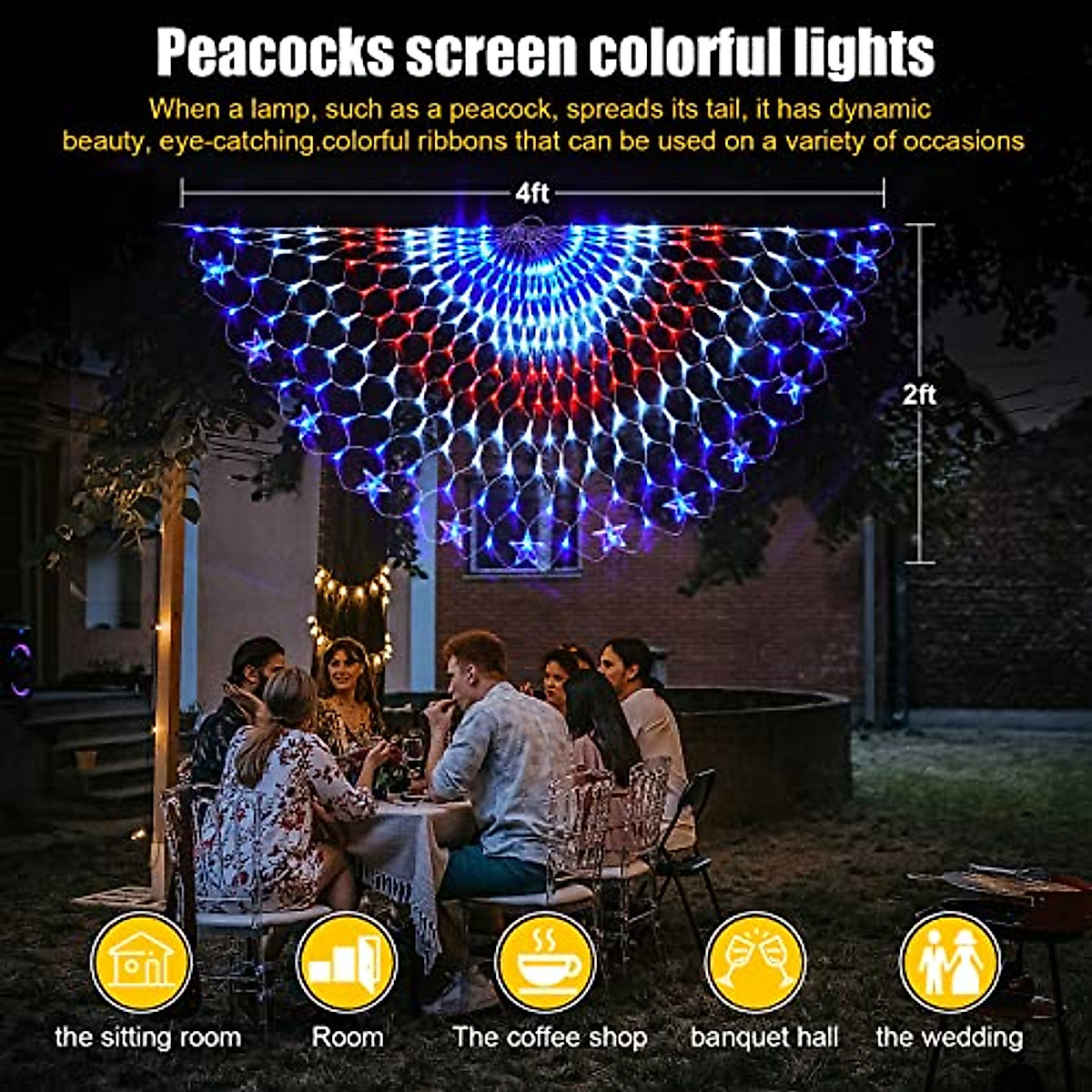 family LED American Christmas Lights Pleated American Flag Lights 4 x 2 Feet Patriot Decorations Holiday, Garden, Indoor and Outdoor Waterproof Flag Lights （2Pack） Fourth of July Decorations