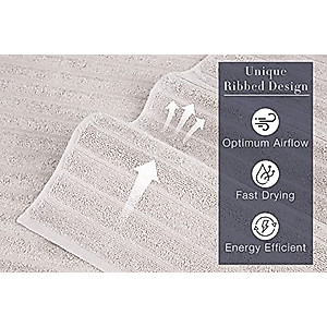 Classic Turkish Towels - Premium Oversized Ribbed Bath Sheets, Luxury 100% Turkish Cotton, Extra Large, Absorbent, Quick Dry Bathroom Towels, 40x65 inches, Set of 3 (Almond Beige)