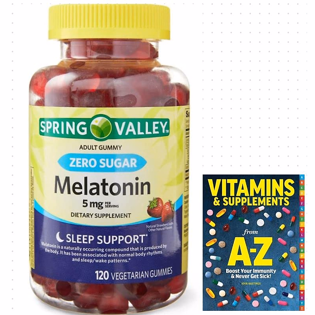 Spring Valley Zero Sugar Melatonin Gummies Dietary Supplement, 5 mg, 120 Count +Better Guide Vitamins &Supplements