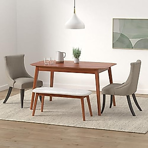 CHITA Farmhouse High Back Dining Chairs, Fabric Modern Upholstered Chairs, Dining Room Chairs Set of 2, Flax Beige