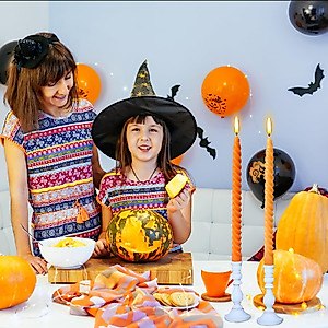 Orange-Gradient Spiral Taper Candles for Home Decoration, 4 Pack 10 Inch Candlesticks for Dinner Party Holiday Fall Halloween and Harvest