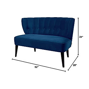 Jennifer Taylor Home Becca Channel and Button Tufted Settee, Navy Blue