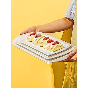 LIFVER Large Serving Platter Set, 16"/14"/12" 3-Piece White Porcelain Platters for Food, Serving Dishes Oven Safe Dinner Plates, Serving Trays Perfect for Entertaining and Appetizers