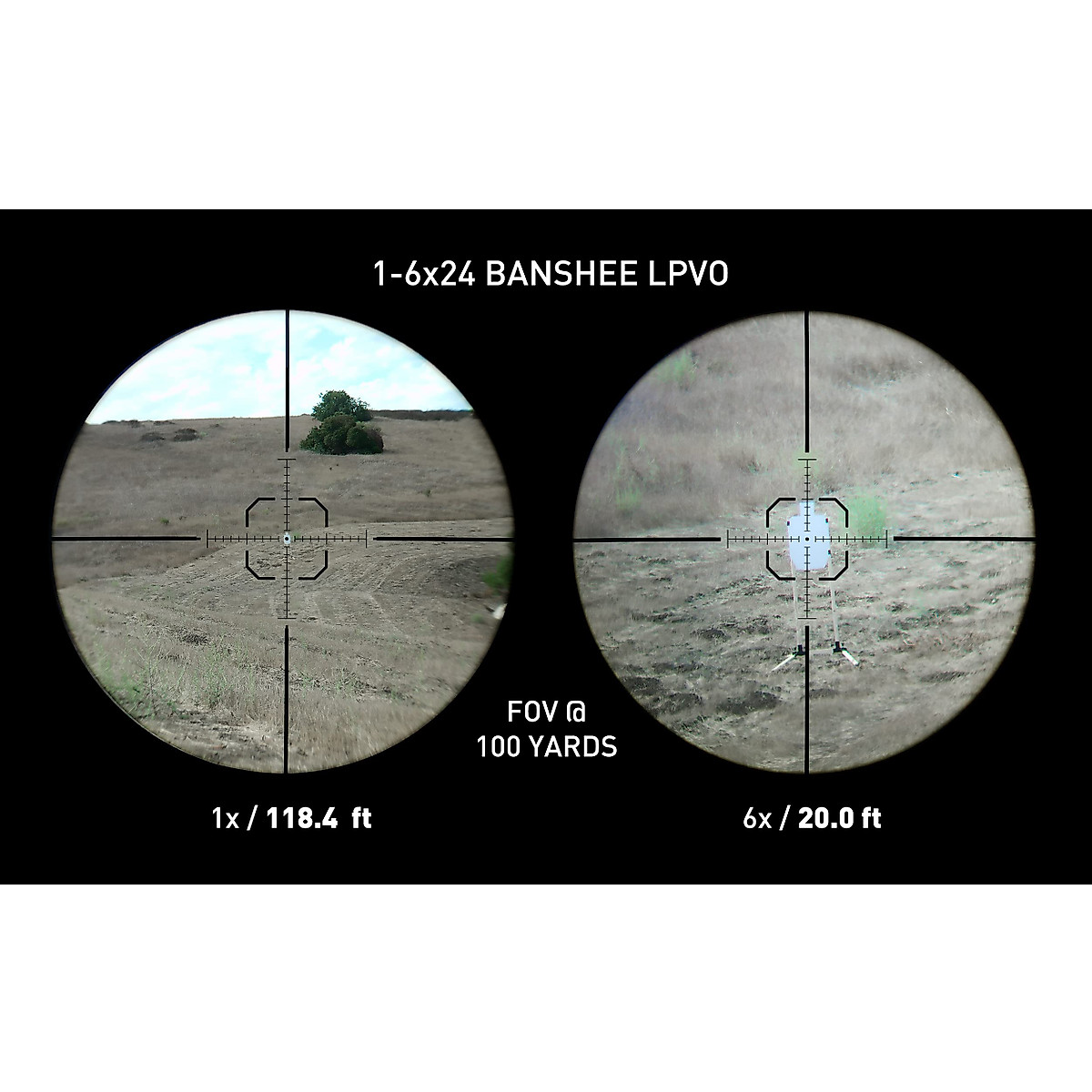 Monstrum Banshee 1-6x24 LPVO Rifle Scope with Offset Scope Mount | Black | MX1 Reticle