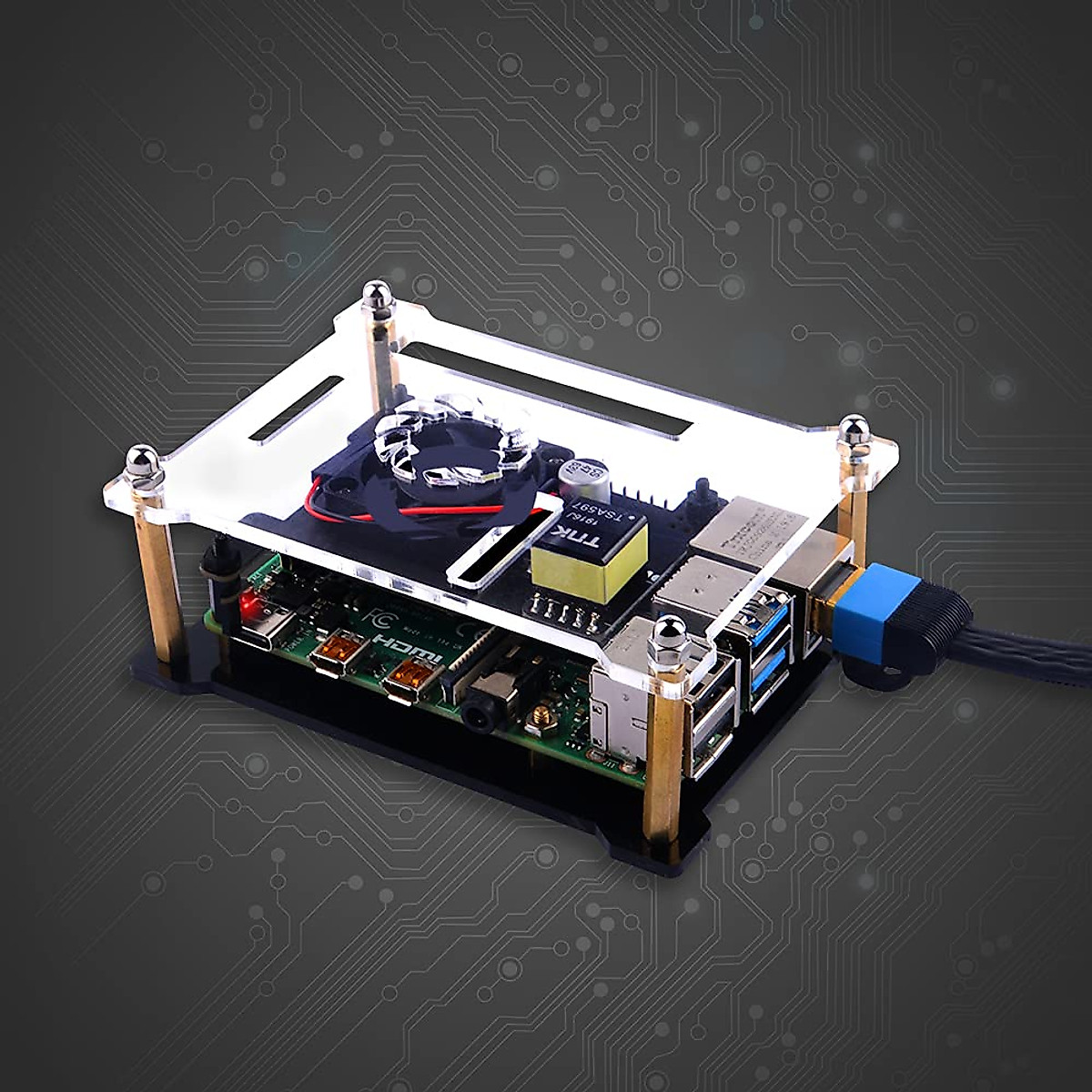GeeekPi PoE Hat Case for Raspberry Pi 4B and PoE HAT, Acrylic Case for PoE Hat and Raspberry Pi 4B/3B+/3B/2B/B+ (Raspberry Pi and POE HAT NOT Included)