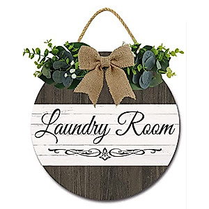 Sokomurg Laundry Room Sign Rustic Wooden Plaque for Wall Door Funny Decor Vintage Hanging Wash House Farmhouse 12IN (20221101ac001)