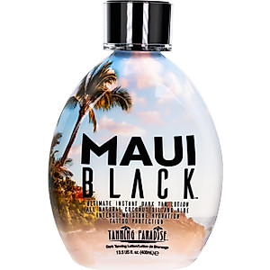 Tanning Paradise Maui Black Lotion – Instant Dark Self Tanner Natural Self-Tanning with Coconut Oil and Aloe Hydration Boost Tattoo Protection 13.5oz