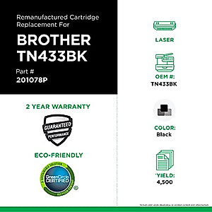 Clover Remanufactured Toner Cartridge Replacement for Brother TN433BK | Black | High Yield