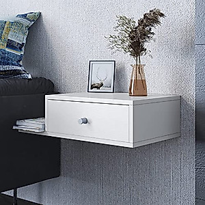 HIGOH Bedside Table Wall Mounted Bedside Table, Floating Bedside Table with Drawer Storage Cabinet for Living Room Bedroom