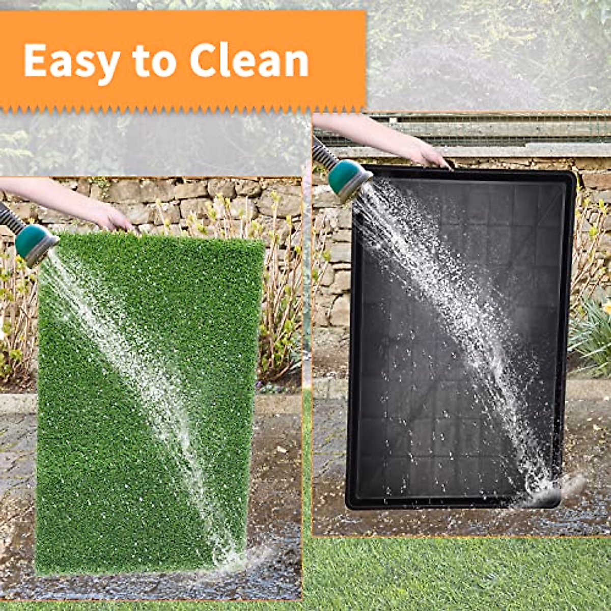 LOOBANI 35in x 23in Extra Large Grass Porch Potty Tray, 2-Pack Replacement Artificial Grass Puppy Training Pads, Quickly Absorbency Portable Dog Patio Potty for Balcony/Apartment Use