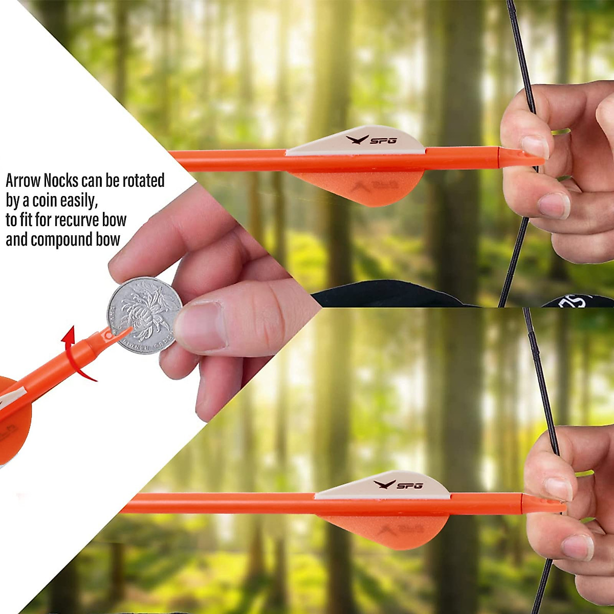 SOPOGER 30 Inch Arrows for Compound Bows - Practice Arrows 500 Spine 12 Packs Hunting Carbon Arrows for Archery Recurve Bow Target Practice Shooting (Orange)