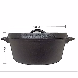 Cuisiland Cast Iron Lip Lid Flat Bottom Dutch Oven 4.5 Quarts