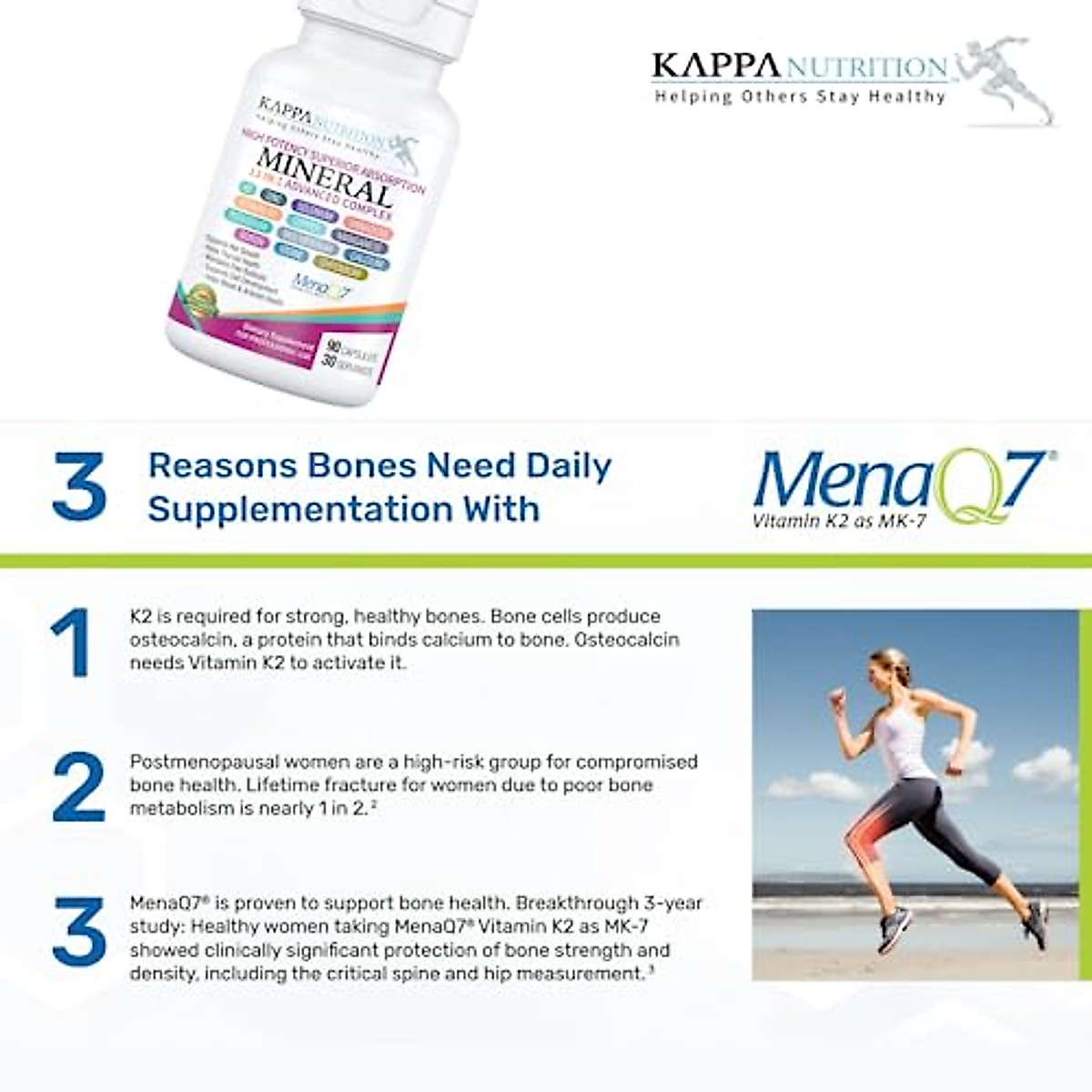 KAPPA NUTRITION (90 Capsules),Vitamin K2, Vitamin D3, Zinc, Selenium, Vanadium, Copper, Manganese, Potassium, Molybdenum, Calcium, Chromium, Iodine, Boron, Mineral 13 in 1 Advanced Complex, from