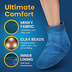 Microwaveable Booties and Feet Warmers - Deep-penetrating Heat for Relieving Foot Stiffness, Sore Muscles and Joints, Achilles tendinitis, Plantar Fasciitis - Slippers for Women & Men