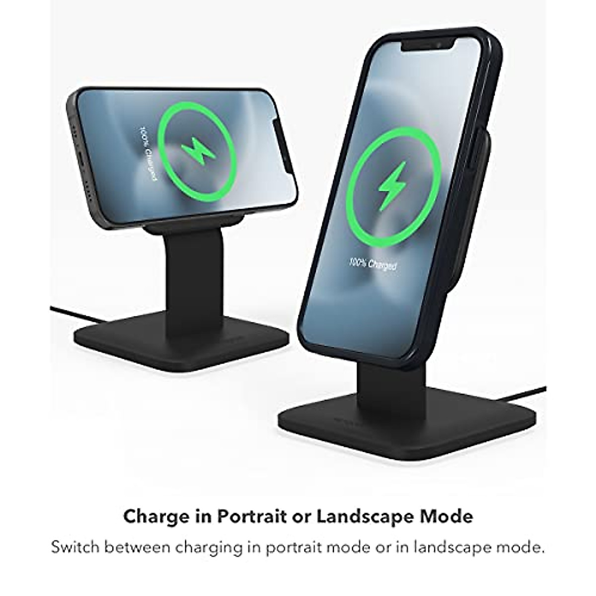 mophie - 15W Wireless Charging Stand Compatible with snap and MagSafe for Smartphones, iPhone, Google Pixel, Samsung Galaxy, Qi-Enabled Devices