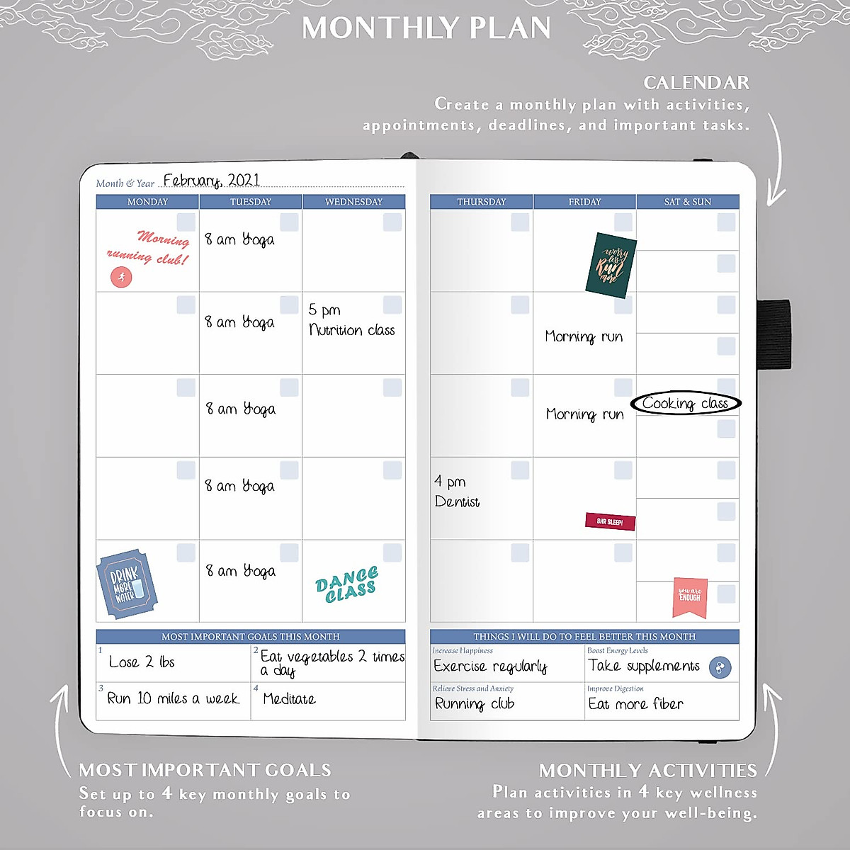 Legend Wellness Planner & Food Journal Pocket – Daily Diet & Health Journal with Weight Loss, Measurement & Exercise Trackers – Lifestyle & Nutrition Diary – Lasts 6 Months, 3.9x6.3″ – Black