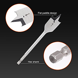 COMOWARE 13 Pcs Spade Drill Bit Set - Paddle Flat Bits Set for Woodworking, SAE, Portable Nylon Storage Holder