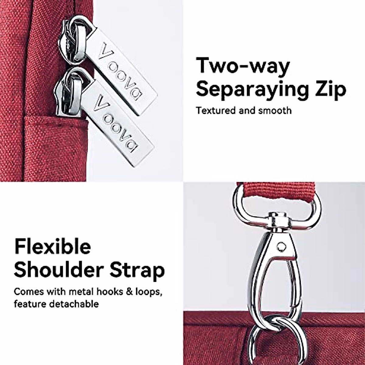 Voova Laptop Bag,17 17.3 Inch Laptop Sleeve Carrying Case Slim Computer Messenger Shoulder Briefcase with Strap Compatible with MacBook Pro/New Razer Blade Pro 17 Dell Asus Acer Hp Notebook,Wine Red