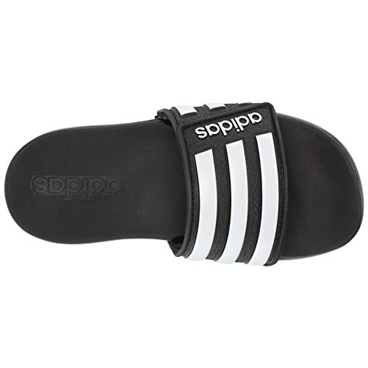 adidas unisex child Adilette Comfort Adjustable Slide, Black, 4 Big Kid US