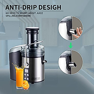 Juicer Machines, Kognita LCD Monitor 1100W Centrifugal Juicer with 3'' Big Mouth Feed Chute, Anti-drip, Tainless-steel Filter Easy Clean Included Brush