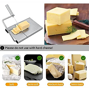 NatureMan Cheese Slicer With Wire,Stainless Steel Cheese Slicer,With 5 Replacement Wires Cheese Cutter With Wire Accurate Size Scale For Cutting Soft Cheese Butter