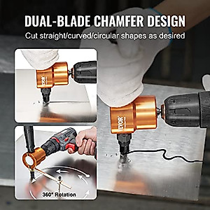 VEVOR Double Head Sheet Metal Nibbler Cutter, 360 Degree Metal Nibbler Drill Attachment with Extra Punch and Die, Cutting Hole Accessory and Step Drill Bit, for Straight Curve and Circle Cutting