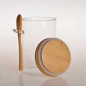 Bamboo Lid Container With Bamboo Spoon Set Of 3