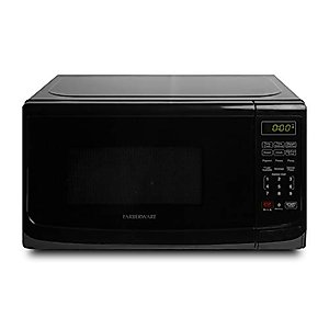 Farberware Compact Countertop Microwave Oven, 0.7 Cu. Ft. 700-Watt with LED Lighting, Child Lock, Easy Clean Grey Interior, Retro Black